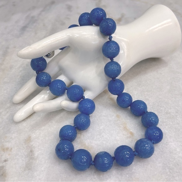 Jewelry | Burmese Blue Jade Carved Bead Sterling Silver Magnetic Clasp ...
